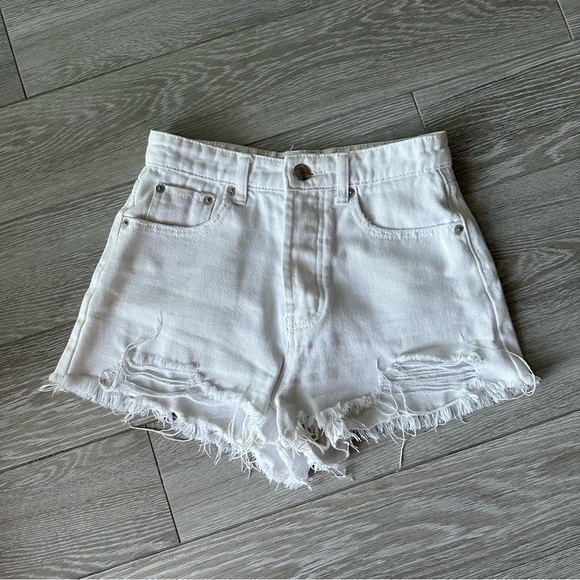 Shorts | High Waist Denim White Jeans Shorts Ripped | Poshmark
